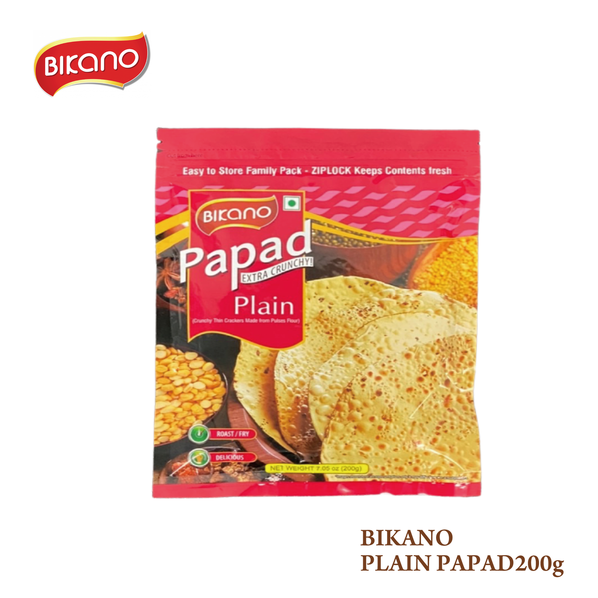 BIKANO ウラドパパド 胡椒入り 200g 1袋 Kali Mirch Papad せんべい クラッカー 軽食 スナック - せんべい